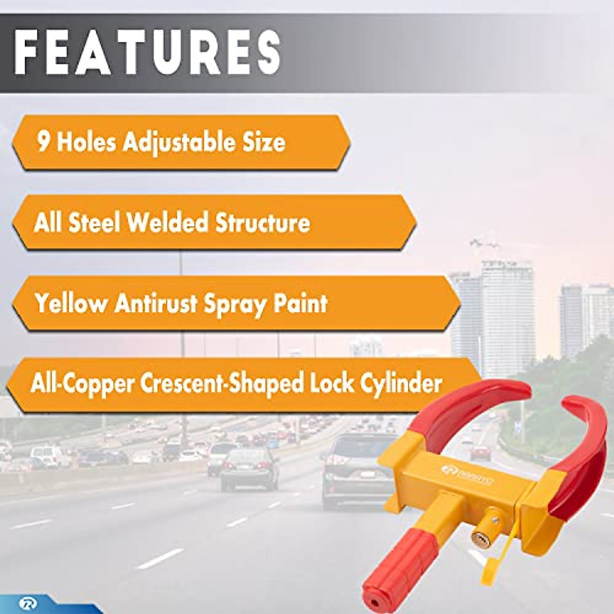 Wheel Lock Universal Heavy Duty Security Trailer Wheel Locks Tire Anti Theft for Most Cars Motorcycle SUV Golf Boat