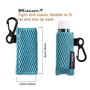 WKieason Lip Balm Sleeves Holder Keychain 5pcs Clip on Chapstick Keychain Holder Pouch Tight-Knit Elastic Lipstick Key Chain Holder