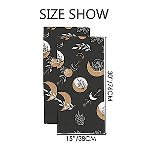 Hand Bath Towels 2 Pack Moon Leaves Magnolia Arrows Absorbent Face Fingertip Towels for Bathroom Kitchen Gym Spa Soft Hair Drying Cloth Quick Dry, 30 x 15 Inch