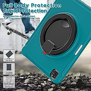 BATYUE iPad Pro 12.9 Case - Rugged Protective Case for iPad Pro 12.9-inch 6th/ 5th/ 4th/ 3rd Generation 2022/2021/ 2020/2018, iPad Pro 12.9 Cover with Pencil Holder/ 360° Swivel Stand - Light