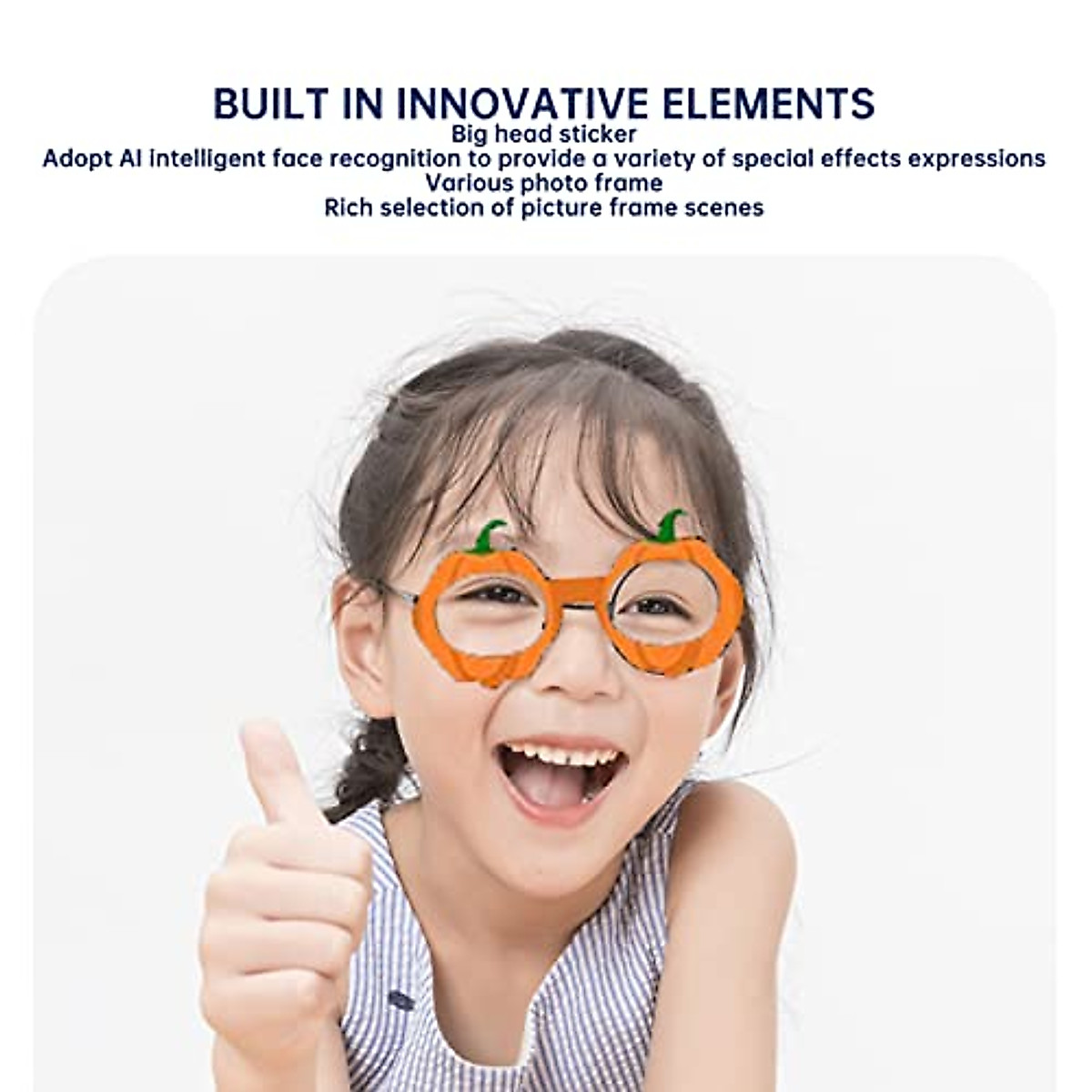 Jopwkuin Kids Camera, HD Digital Camera Timing Video Recording Multi Photo Frame AI Face Recognition 20MP for Boys and Girls Gift (Blue)