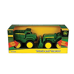John Deere Sandbox Toys - Includes Dump Truck Toy and Tractor Toy with Loader, Kids Outdoor Toys - Easter Gifts for Kids, Frustration Free Packaging ,Green, Ages 18 Months and Up, 2 Count ( Pack of 1)