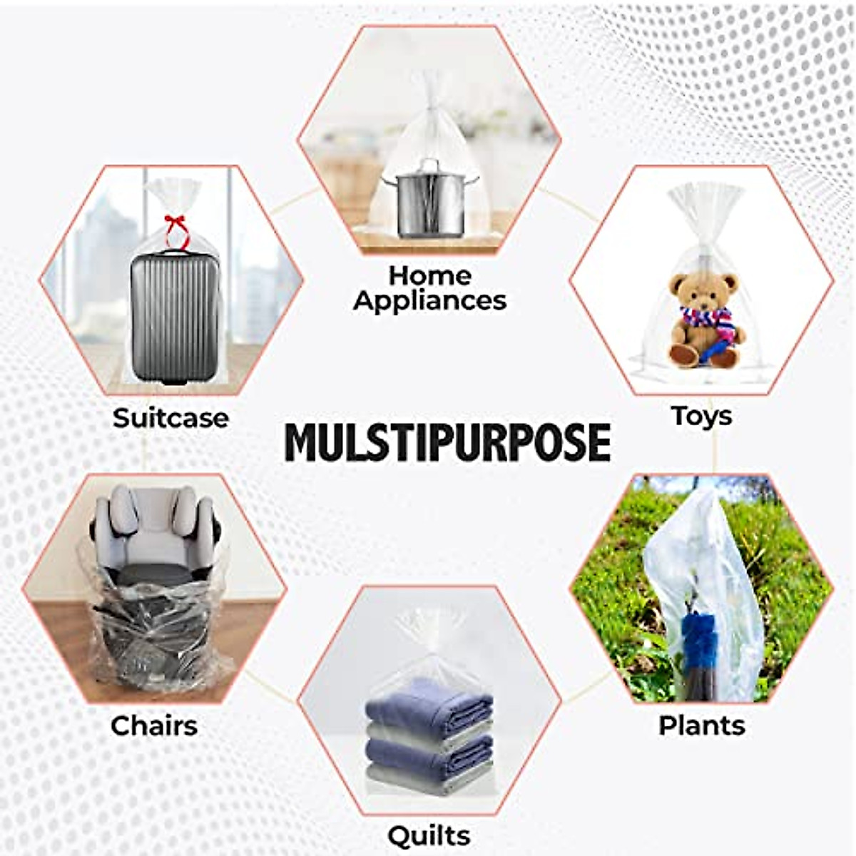 [ 10 COUNT ] 40x60 inches Clear Giant Size Jumbo Big Storage Bags for Covering & Protecting Big Items from Dust, Moisture, Water Damage; Fits Bulky Toys, Outdoor Seasonal Furniture, Home or Office Appliances, Luggage, Quilts, Comforters