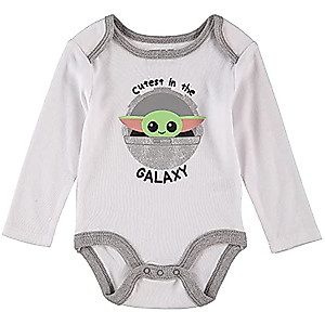 Disney Mandalorian The Child Baby Boys Baby Yoda Clothing 3-Piece Set - Baby Boy Clothes with Bodysuit, Pants, and Hat (White/Grey/Green, 0-3M)'