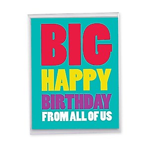 NobleWorks - 1 Happy Birthday Greeting Card Jumbo (8.5 x 11 Inch) - Celebration, Appreciation Stationery for Birthdays - Big Happy Birthday from Us J3900BDG