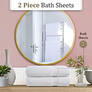 Bath Sheets - 100% Cotton Extra Large Bath Towels, 2 Piece Bath Sheet Set, Quick Dry, Super Soft Shower Towels, Highly Absorbent Bathroom Towels, Hotel Spa Quality, 35 x 65 inch - Ivory