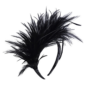 1920s Feathers Fascinator Headband 50s Prom Queen Headpiece for Women Kentucky Derby Cocktail Wedding Tea Party Gatsby (Black)