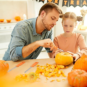 Pedenty 7 Pieces Halloween Pumpkin Carving Kit - Heavy Duty Stainless Steel Carving Tools Set Sculpting Scoop Knives for Halloween Decorations Jack-O-Lanterns
