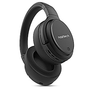 Naztech Driver ANC 1000 Active Noise Cancelling Bluetooth Wireless Headphones w/Mic Up to 50H Playtime for TV, Online Class + Home Office (Black) 15136