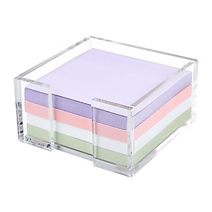 Acrylic Sticky Note Holder, 3 x 3 Crystal Clear Acrylic Notepad Holder Acrylic Sticky Note Dispenser for Dorm Room and Office Desk Organizer