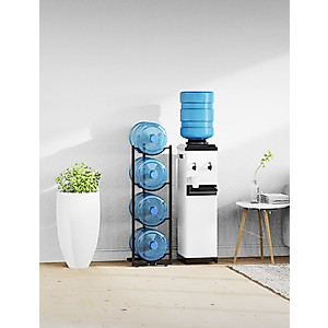 MYLOLF 3&5 Gallon Water Jug Holder: 3 4 5 6 Tier Storage 5 Gallon Coller Water Bottle Rack - 5 Gal Stackage Container Organizer Stand for Home Kitchen Garage（4 Tier）