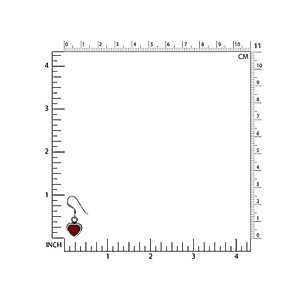 Silvershake Heart Shape Created Red Coral Inlay 925 Sterling Silver Dangle Hook Earrings