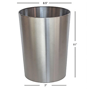 Orsd5D4ite Brushed Nickel Metal Bathroom Wastebasket, 2.2 gal