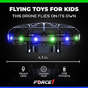 Force1 Scoot LED Hand Operated Drone for Kids or Adults - Hands Free Motion Sensor Mini Drone, Easy Indoor Small UFO Toy Flying Ball Drone Toy for Boys and Girls (Green/Blue)