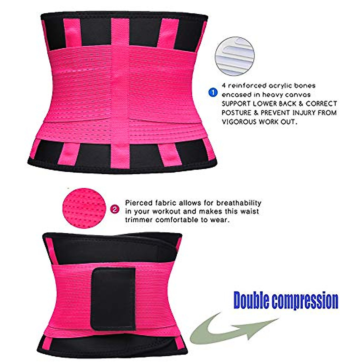 VENUZOR Waist Trainer Belt for Women - Waist Cincher Trimmer - Slimming Body Shaper Belt - Sport Girdle Belt (UP Graded)(Hot Pink,Medium)