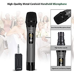 Bietrun Wireless Microphone Only for Mic Input, UHF Metal Dynamic Handheld Multipurpose Mic with Rechargeable Receiver (Work 4hs), 160ft Range, for Karaoke Machine, Amplifier Speaker, Mixer, Church
