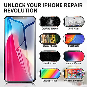 for iPhone 11 Screen Replacement 6.1” with Ear Speaker and Sensor Full Assembly Kit, 3D Touch LCD Display Digitizer Fix Tools with HD Glass Protector Front Earpiece Screws, Repair A2111, A2223, A2221