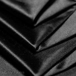 4 Way Stretch Silky Spandex Satin Fabric by The Yard - 60" Wide Shiny Satin Spandex Fabric for Dresses, Active Wear, Yoga Pants, Table Cloth - Thick and Heavy Spandex Fabric - Black - 1 Yard