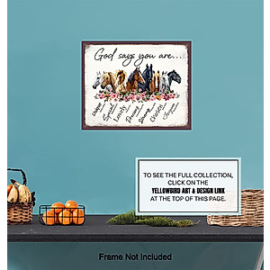 Christianity Religion Horse Wall Art 11x14 - Inspiration spiritual Scripture Boho-chic Farmhouse Poster - God Says You Are Girl Bedroom Decor - Shabby chic decoration - Country Western Gift for Woman