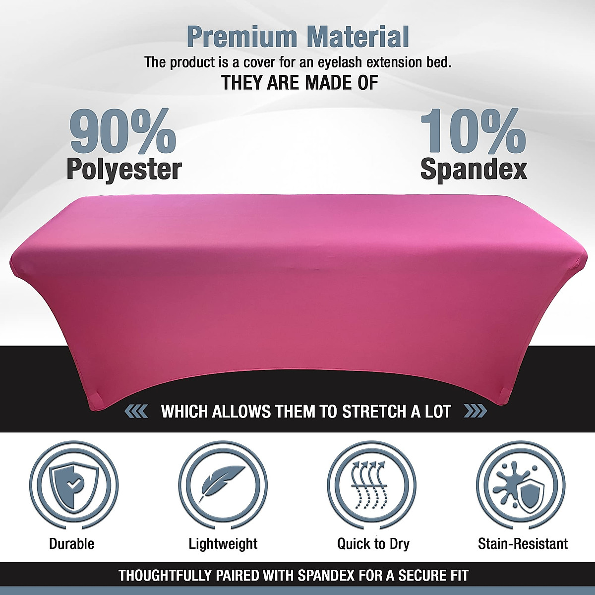 XOLLOZ | Lash Bed Mattress + Bed Cover + Pillow (Pink) | Mattress with Four Corner Straps & Anti-Slip Bottom | Curved Pillow with Neck & Back Support | Spa Bed Cover for Lash Extension Bed