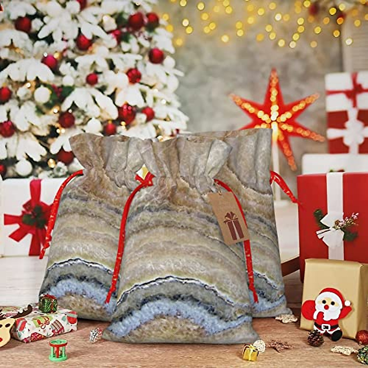 Onyx Stone Pale Bluechristmas Drawstring Gift Bag, Linen Drawstring Gift Bag, Reusable Drawstring Gift Bag, Used For Christmas, Birthday, Wedding Supplies