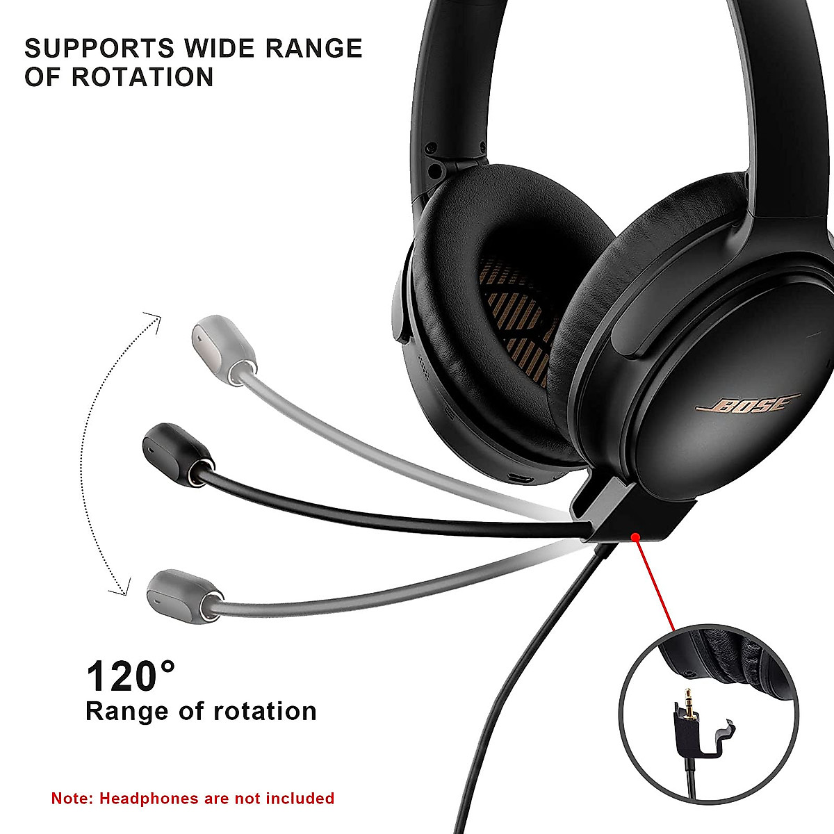 Koffmon QC35II Boom Microphone Cable Upgrade Replacement Cord with Mic Mute Control Auxiliary Cable Compatible with QuietComfort 35&QC35 II Headphones for PS4 Xbox One PS5-4ft