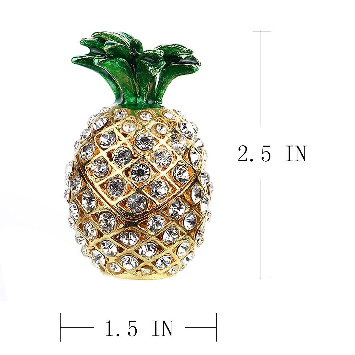 YU FENG Bling Pineapple Trinket Boxes Hinged Crystal Jeweled Enamel Trinket Jewelry Box Collectibles Gifts