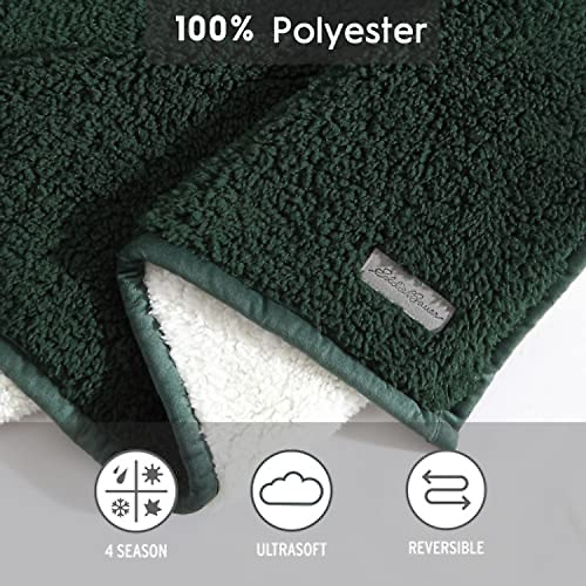 Eddie Bauer - Throw Blanket, Reversible Sherpa Bedding, Medium Weight & Warm Home Decor (Green, Throw)
