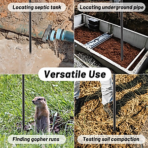 cogardenshower Metal Soil Probe Rod - Septic Tank Locator Tool with T Handle,32-48 Inch Adjustable Ground Probe Rod Steel for Tile Probing,Soil Compaction, Pipe and Gopher Runs Locating