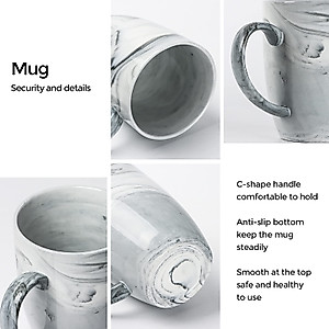 Smilatte 14 OZ Marble Coffee Mugs, M067 Novelty Marble Ceramic Cup for Home and Office, Microwave Dishwasher Safe, Set of 4, Gray