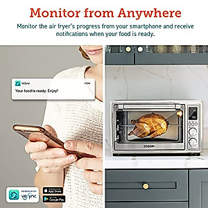 COSORI Smart 12-in-1 Air Fryer Toaster Oven Combo Convection Rotisserie & Dehydrator for Chicken, Pizza and Cookies, Recipe&Accessories Included, 30L, Silver – A Certified for Humans Device