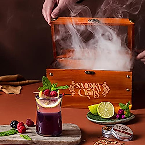 Smoky Crafts Cocktail Smoker Kit - Whiskey Smoker Kit with Smoking Gun, Cocktail Smoker Box and Wood Chips (Apple & Cherry) - Old Fashioned Smoker Kit - Bourbon Smoker Kit