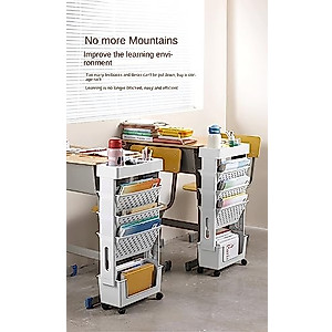 Bookshelves and Bookcases on Wheels: Rolling File Folder Rack & Office Shelf Organizer - Movable Bookshelf for Kids Room, Home School Classroom & Bedroom-Desk Organizers and Storage to Organize Home