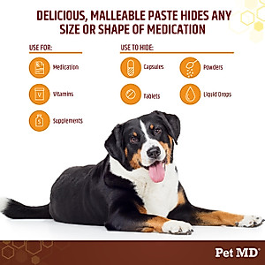 Pet MD Wrap-A-Pill with Dog Probiotics - Pill Wrap for Dogs Medicine - Easy-to-Use Paste to Hide Capsules, Create Pockets and Pill Treats for Dogs - Peanut Butter (4.2oz)