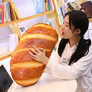 MMTTAO 3D Simulation Bread Plush Pillow 22 inch Soft Lumbar Baguette Back Cushion Stuffed Toy Funny Food Plush Butter Toast Bread Food Cute Plushies Decorative Pillow for Sleeping Home Decor, 22Inches