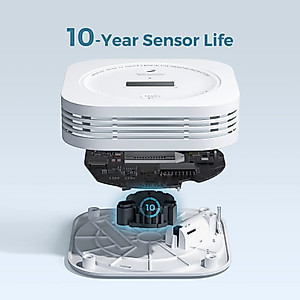 AEGISLINK Smoke and Carbon Monoxide Detector 10-Year Lifespan with Replaceable Battery, Photoelectric Fire Alarm and Electrochemical CO Alarm with Test/Silence Button, SC200, 1-Pack