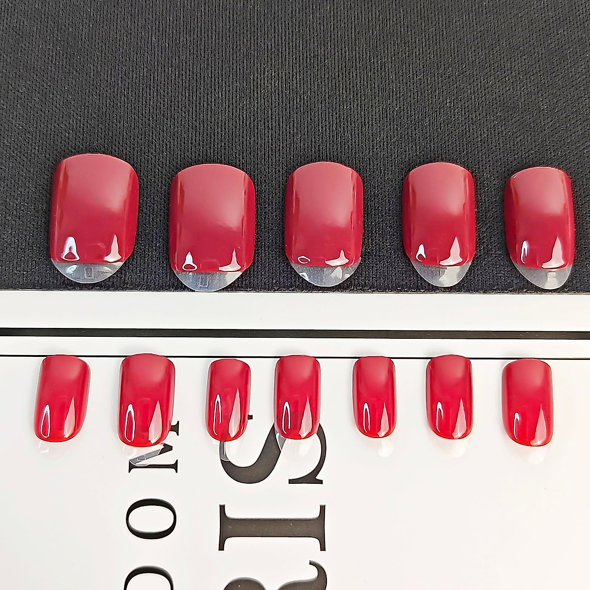 Red Press on Nails Square Fake Nails Short Glossy False Nails Natural Shape Acrylic Nails Pre-glued Full Cover Nails Uñas Postizas for Women and Girls 24PCS