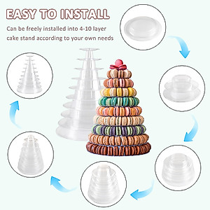 10 Tiers Round Macaron Tower Stand Plastic Transparent Cake Stand Macaron Display Rack Desserts Cupcake Holder Platter for Baby Shower, Birthday Party, Wedding, Party Decor