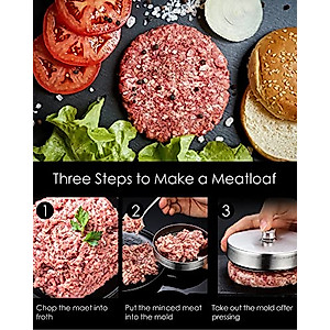 Burger Press - Hamburger Patty Maker, 3.6"/9.5cm Stainless Steel Pie Press Mold.