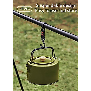 INKFUL Camping Kettle Camping Tea Kettle Coffee Kettle Large Outdoor Hiking Kettle 1L Outdoor Cookware Food Grade 304 Stainless Steel + Non-stick Coating Portable Kettle (green)