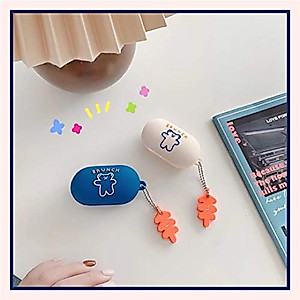 VARWANEO Silicone Case Cover for Galaxy Buds 2019/Galaxy Buds Plus 2020, Full Body Protections with Carabiner/Ring, Anti-Lost & Shockproof Soft Skin for Samsung Galaxy Buds/Buds Plus (White Brunch)