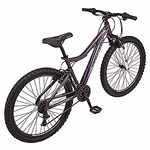Mongoose Flatrock 21-Speed Hardtail Mountain Bike, 26-Inch Wheels, for Men and Women, Front Suspension, 16-Inch Lightweight Aluminum Frame, Purple