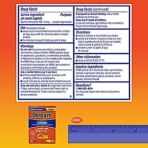 Maximum Strength Delsym Cough Suppressant, Fast Release Caplets, Lasts up to 8 Hour Day or Night, 20 Count