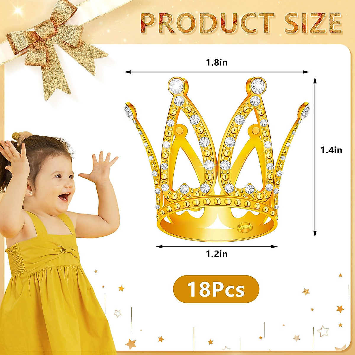 18 Pcs Crown Cake Topper, Mini Tiara Birthday Cake Toppers, Mini Crown for Flower Arrangements Women Lady Girl Wedding Baby Shower Birthday Party