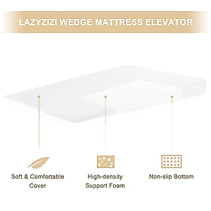 Lazyzizi Wedge Mattress Elevator 7-Inch Inclined Mattress Topper for Acid Reflux, GERD, Neck & Back Pain, Snoring, Under Bed Wedge Mattress with Washable Cover & Non-Slip Bottom for Bedroom, King
