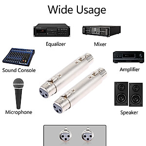 PNGKNYOCN XLR Female to Female Coupler,XLR 3-Pin Gender Changer Microphone Cable Adapter(2-Pack