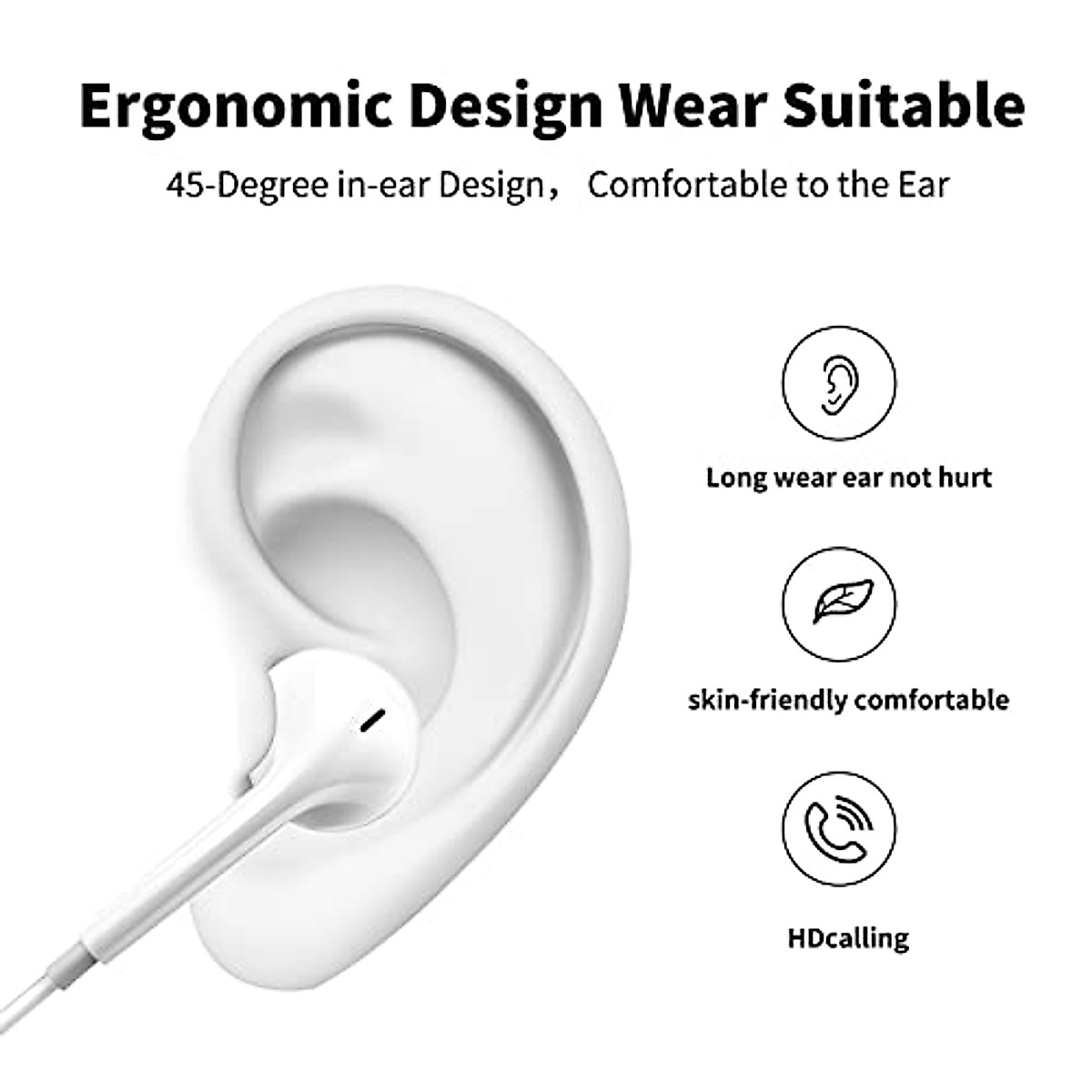 2 Packs Apple Wired Headphones Earbuds with Microphone,in-Ear Earphones Volume Control[Apple MFi Certified] Headphones Compatible with iPhone/ipad/Android/Computer and Other 3.5mm Jack Devices