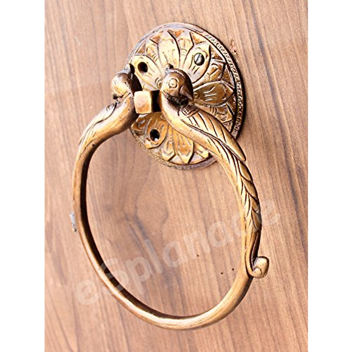 Esplanade 7.5" Inches - Brass Hand Towel Hanger Holder | Hand Towel Hanger Holder | Towel Holder for Bathroom in Twin Peacock Design