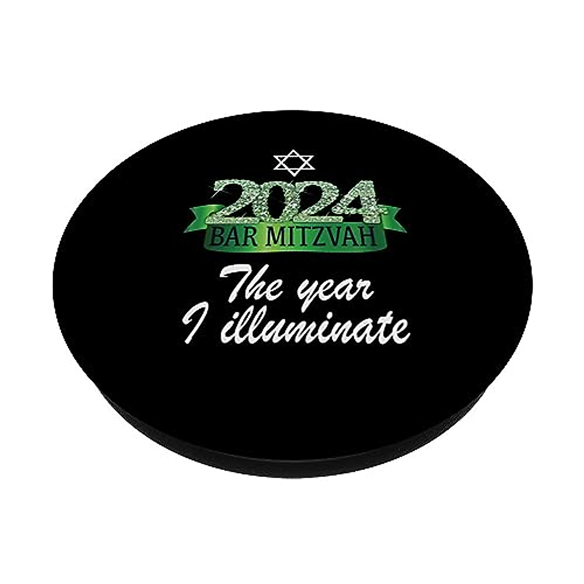 2024 Bar Mitzvah Quote Festive Black Green Decor PopSockets Standard PopGrip