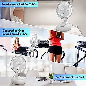 Comfort Zone CZ6XMWT 6” 2-Speed Combo Clip or Desk Fan with Removable Base, Strong Clamp for Firm Grip, Suitable for Bedroom, Office, or Dorm Room, White